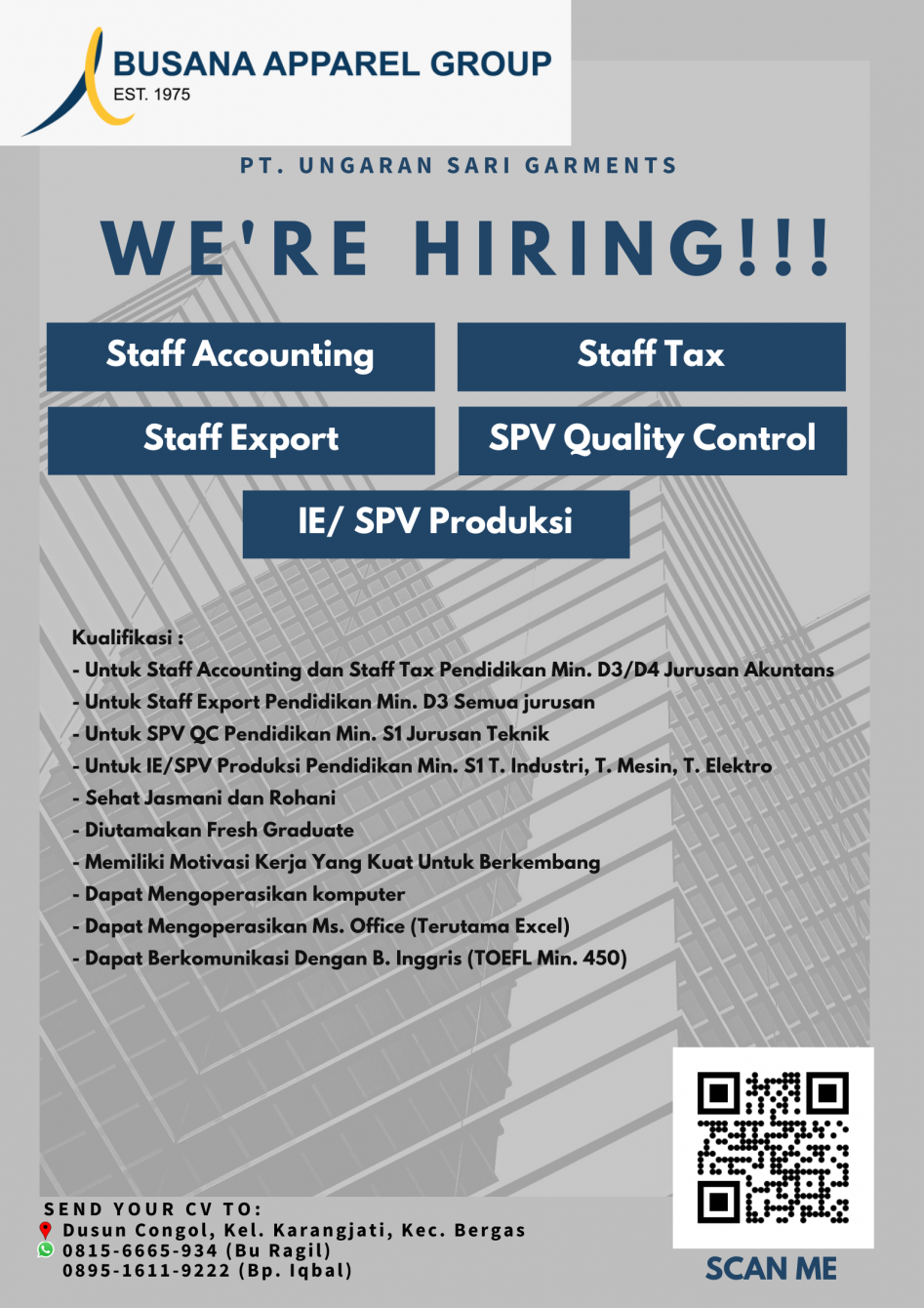 LOWONGAN KERJA PT. UNGARAN SARI GARMENTS – Alumny Career Employment ...