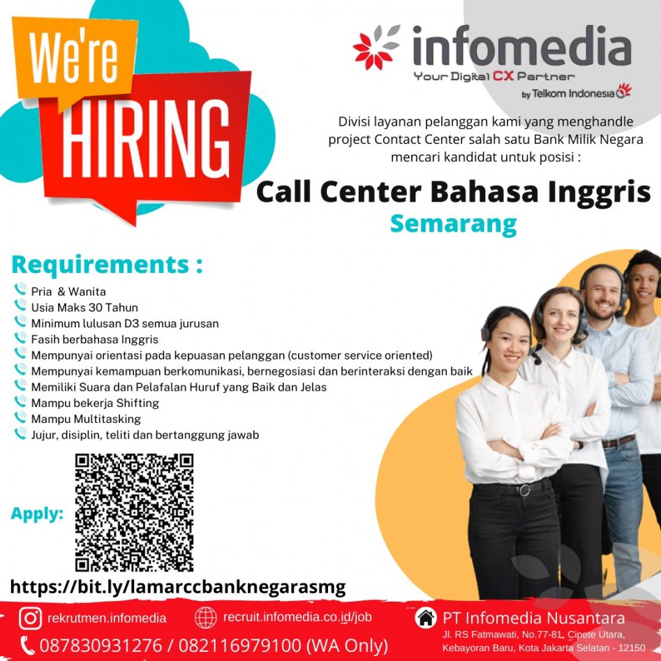 LOWONGAN KERJA CALL CENTER BAHASA INGGRIS SEMARANG – Alumny Career ...